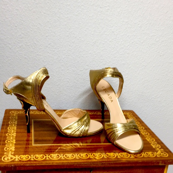 Escada | Shoes | New Escada 38 Gold Lemay Heels Italy Size Us 8 | Poshmark